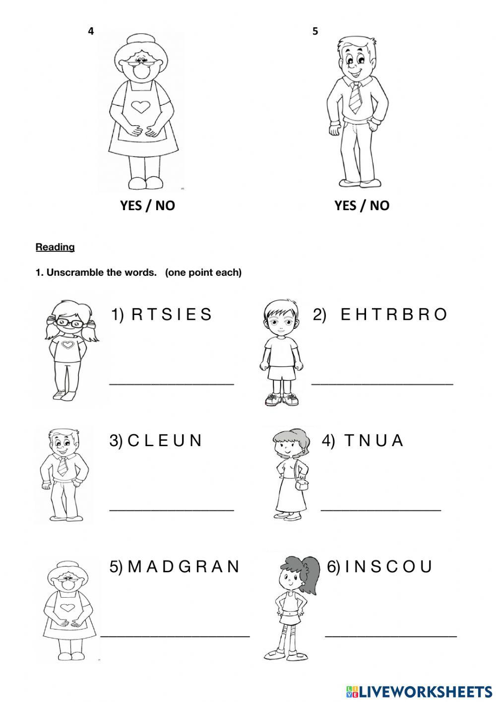 Family Test | CMEJIAM | Live Worksheets