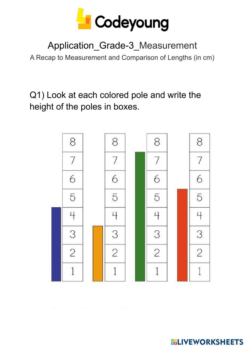 Measurements online pdf worksheet | Live Worksheets