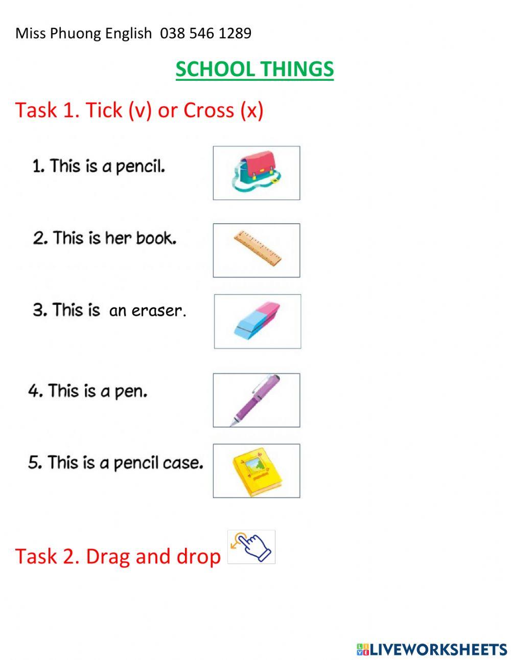 School things 1 activity | Live Worksheets