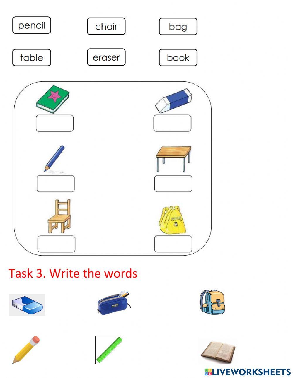 School things 1 activity | Live Worksheets