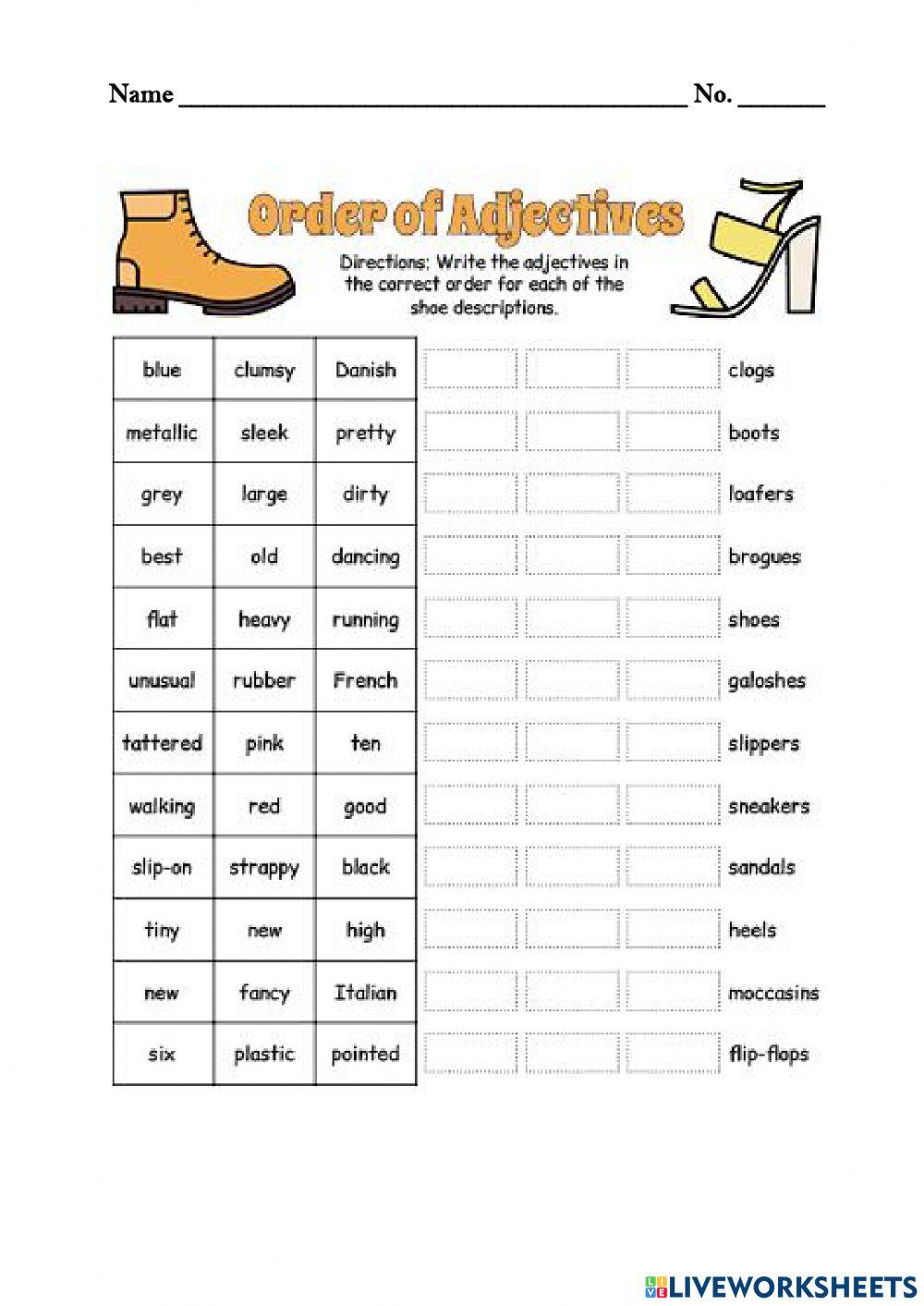 Adjective Order 1 2095985 | KruPang432 | Live Worksheets