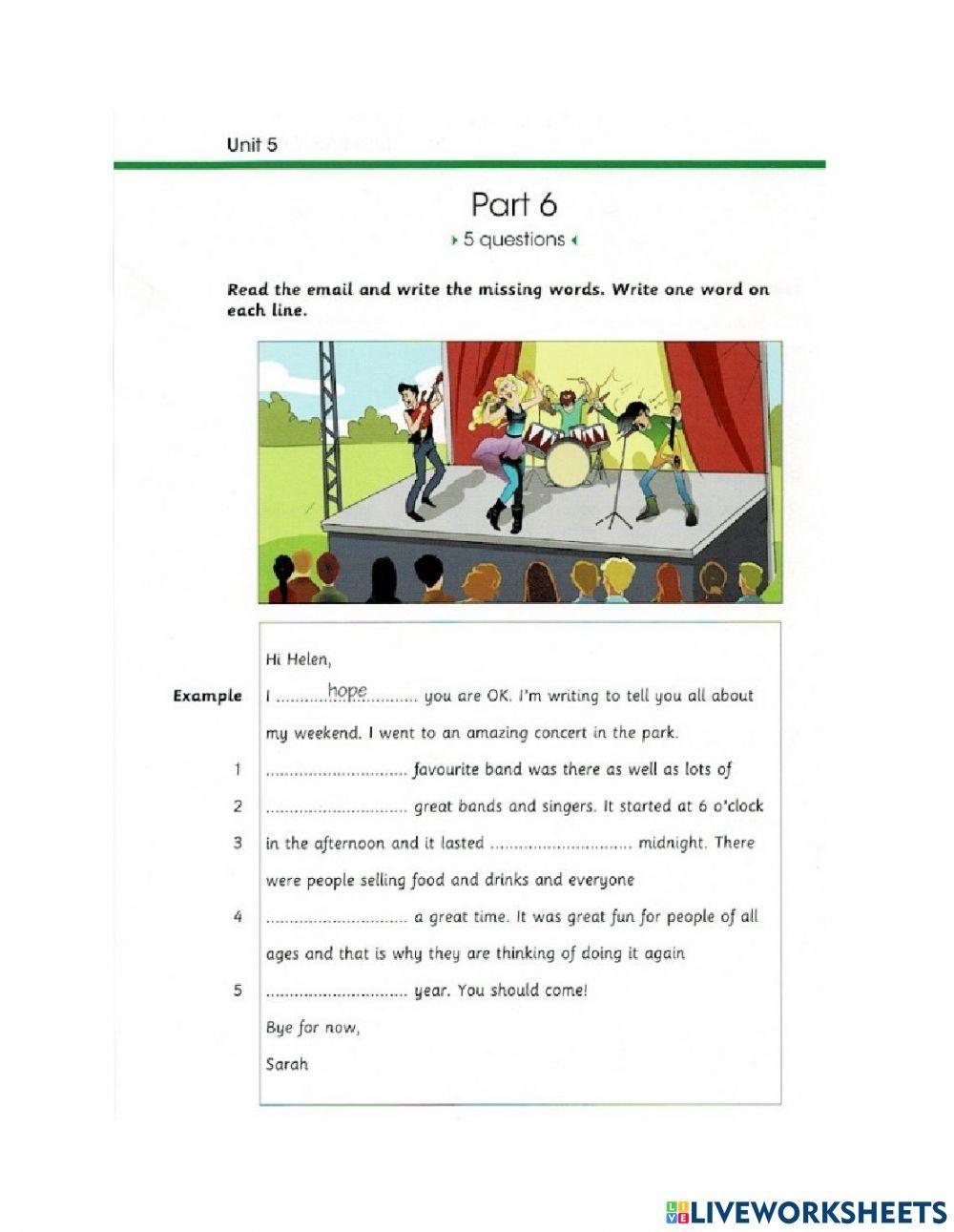 2096127 | Flyers Skill Builder R&W part 6-7 Unit 5 | Pham