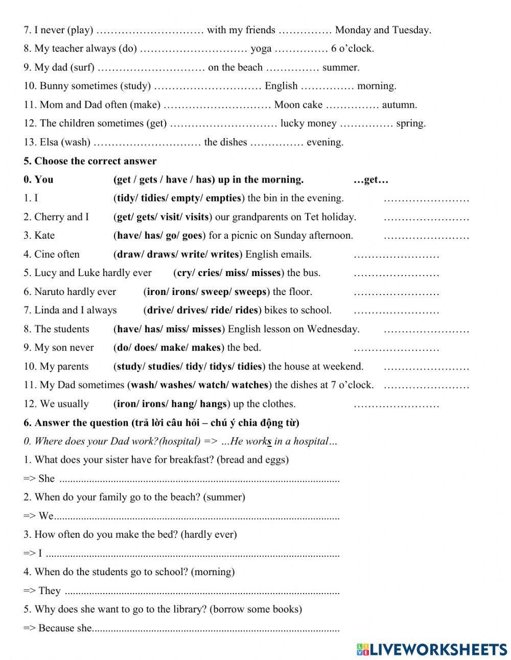 Grade 5C - HTĐ adv of frequency worksheet | Live Worksheets