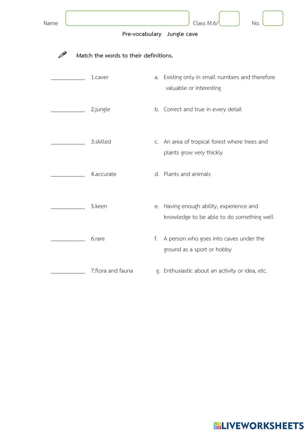Jungle cave worksheet | Live Worksheets