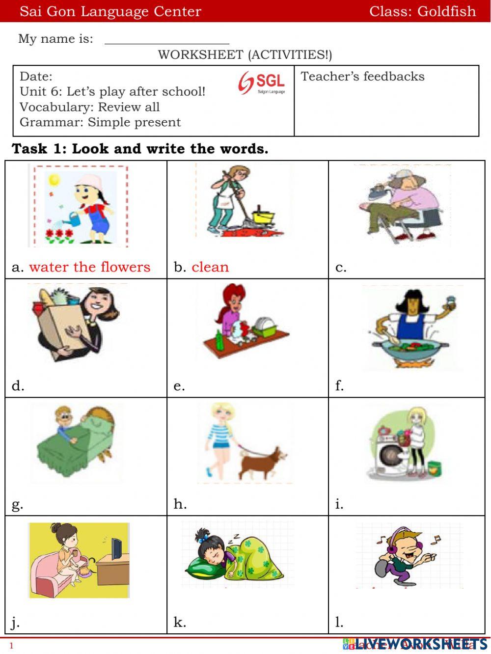 Let's play after school! online pdf worksheet for Class: Goldfish ...