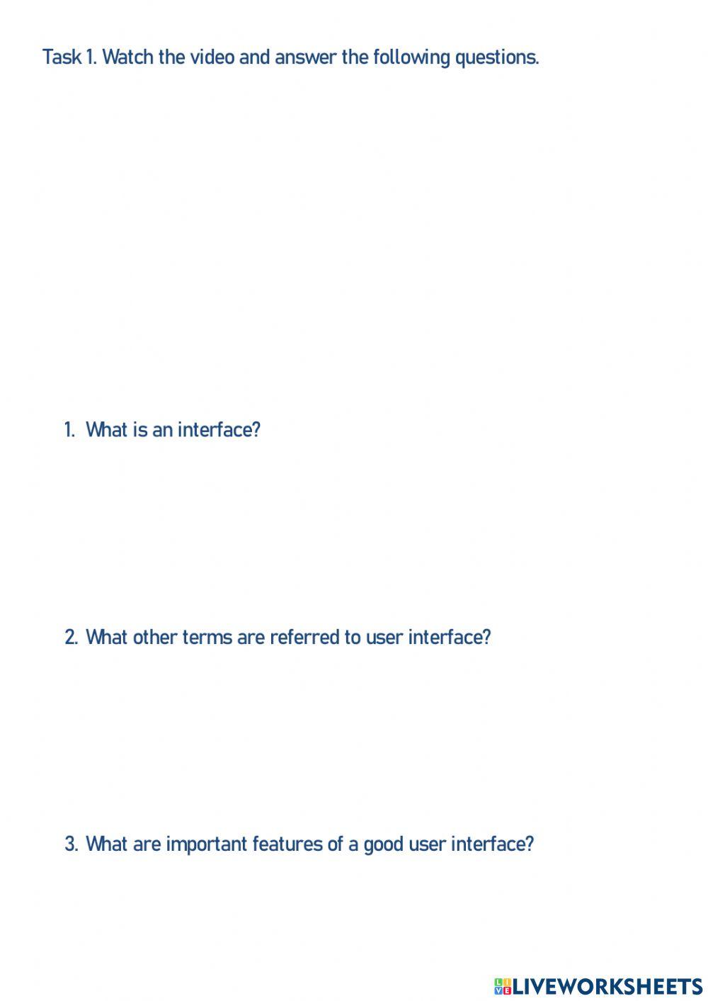 User interface activity | Live Worksheets