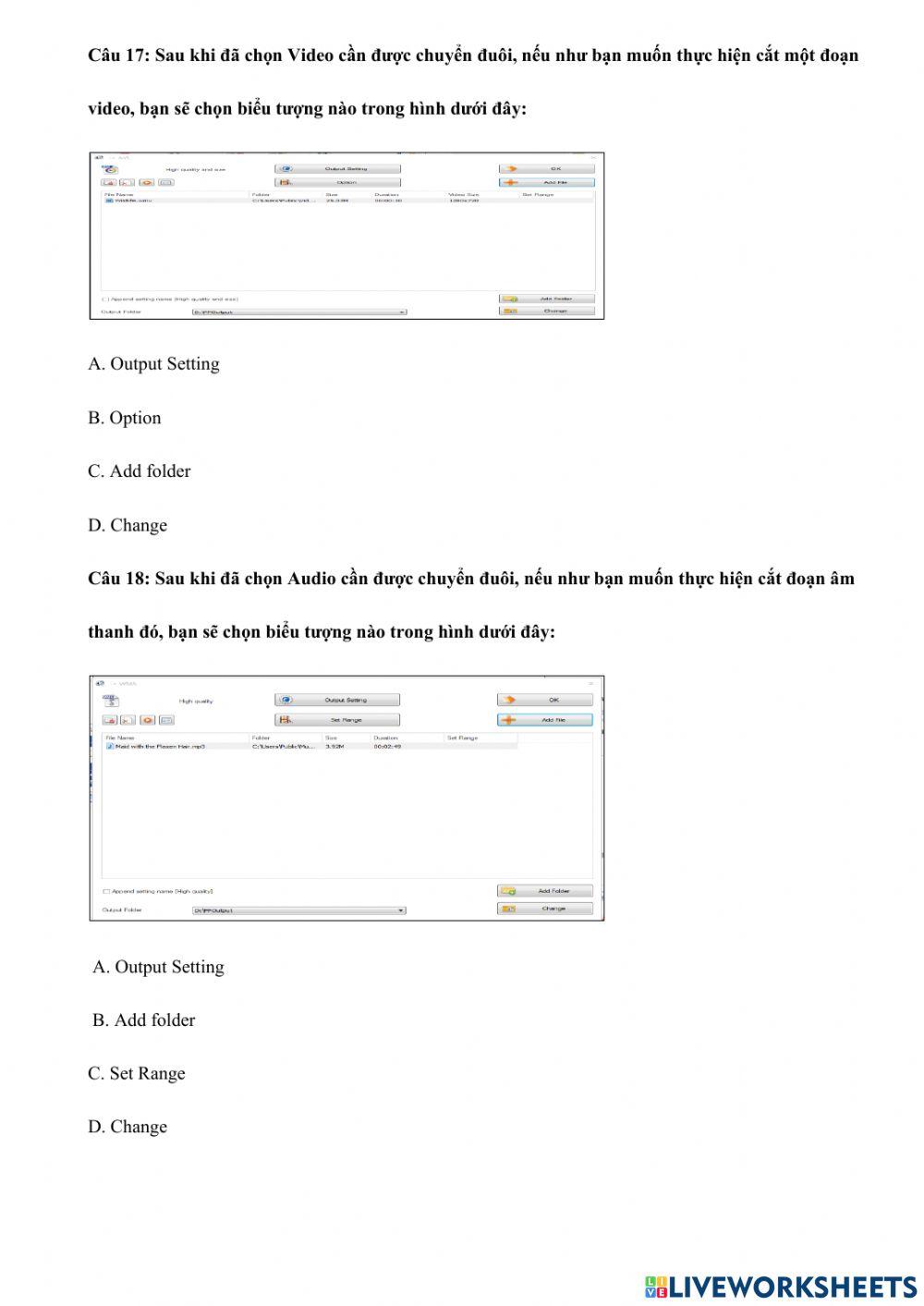 Bai tap on online worksheet | Live Worksheets