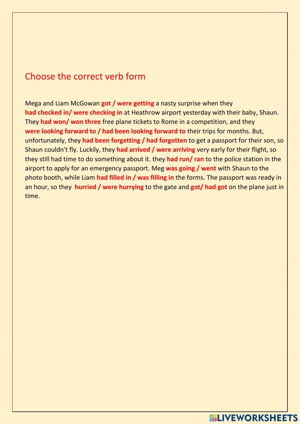 narrative tenses 2862743 | oollaa | LiveWorksheets