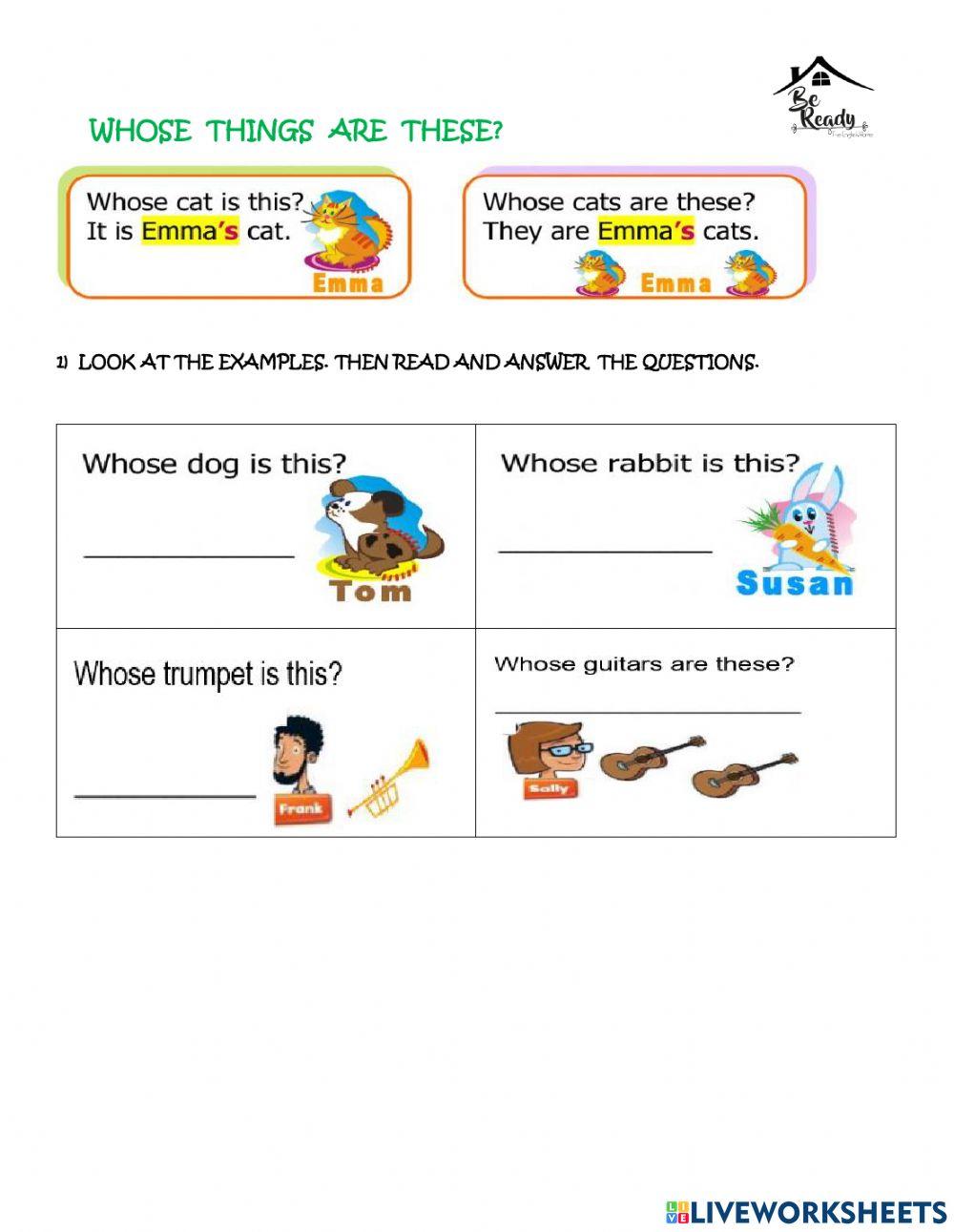 WHOSE (KIDS C2) online exercise for | Live Worksheets