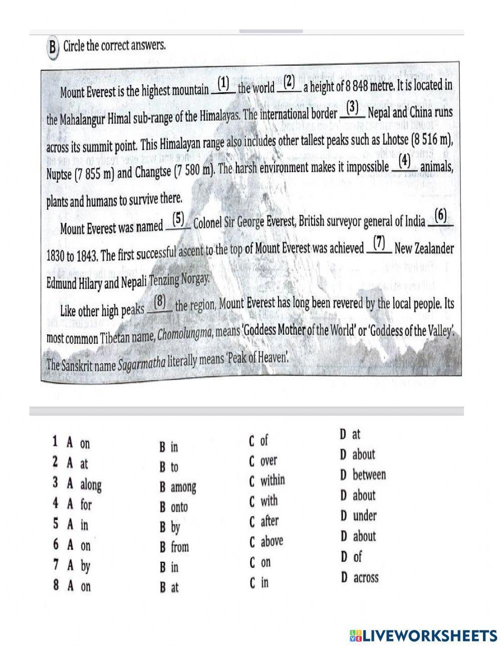 Cloze test- Pre… | Free Interactive Worksheets | 2097037