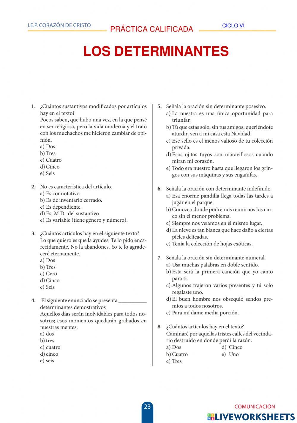 Determinantes | Free Interactive Worksheets | 2097142