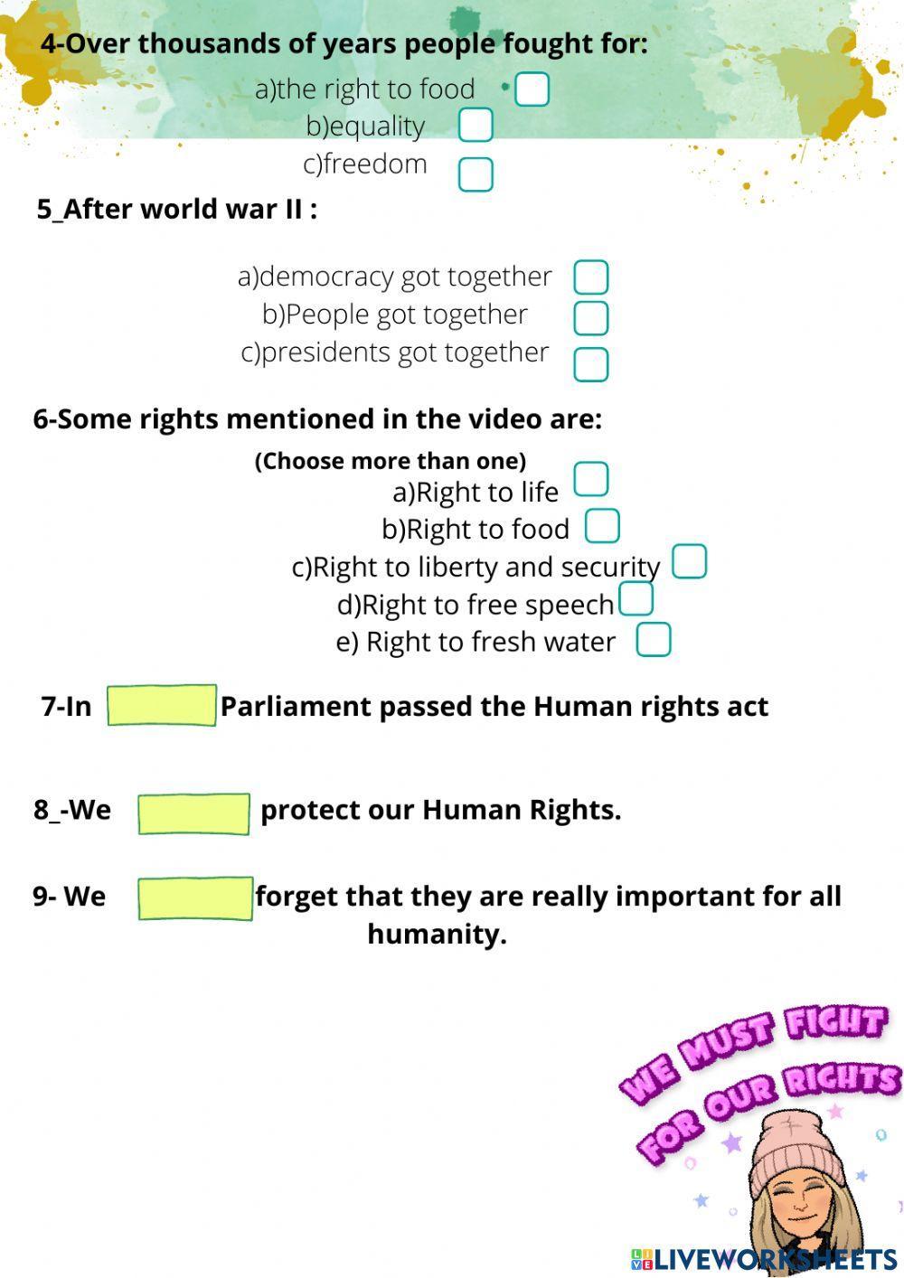 Human rights | Free Interactive Worksheets | 2097215