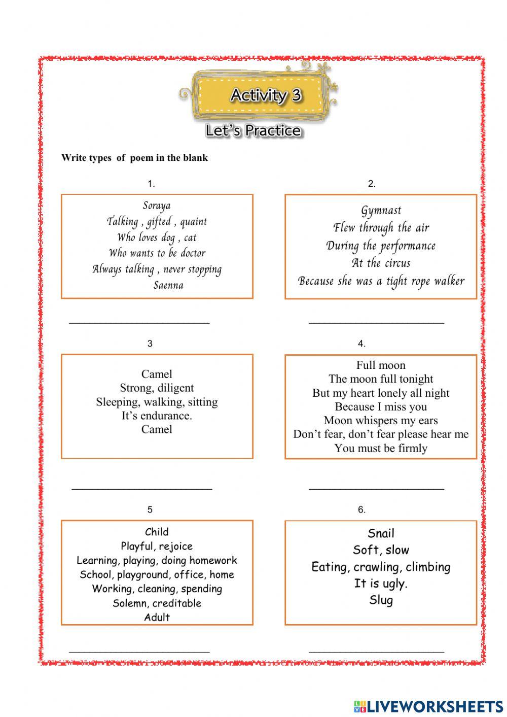 3615052 | Type of Poem | suwan tadein | LiveWorksheets