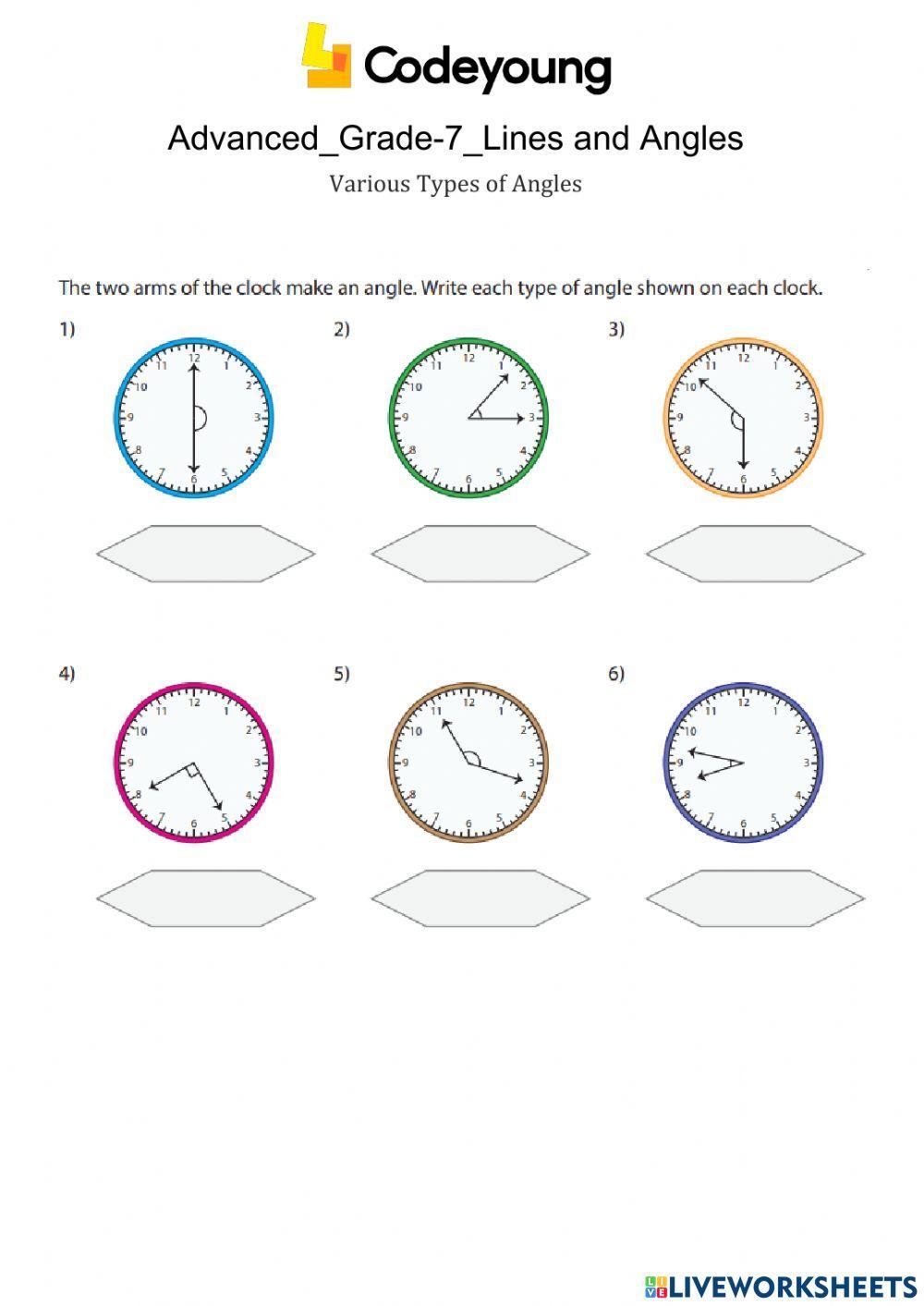 Various Types of Angles Advanced worksheet | Live Worksheets