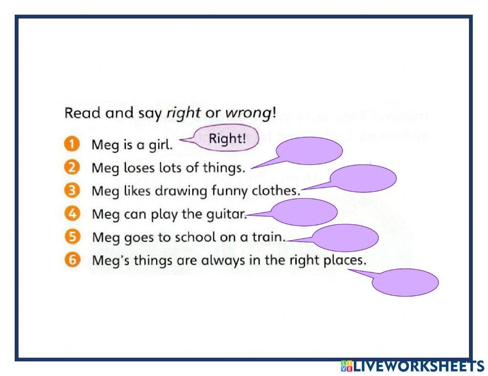Reading: Meg 2 worksheet | Live Worksheets