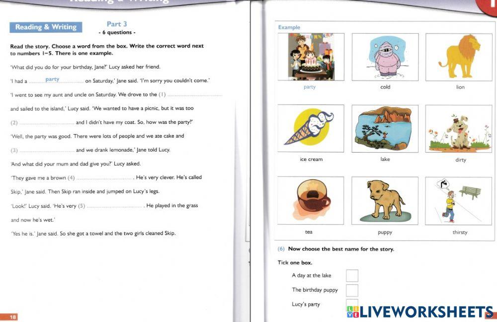 Reading and writing online exercise for | Live Worksheets