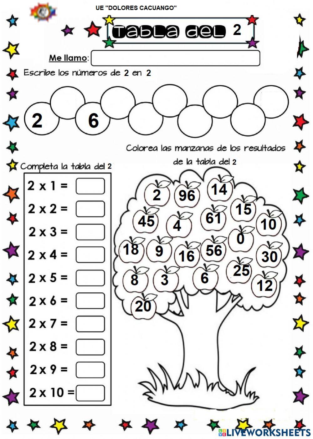 3610205 | Juego y aprendo con la tabla del 2 de