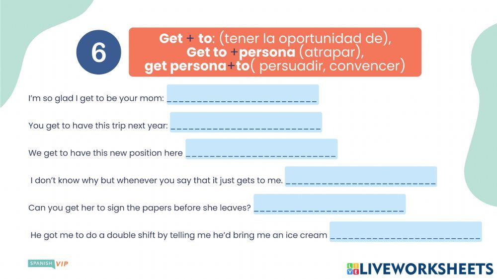 El verbo GET en español V worksheet | Live Worksheets