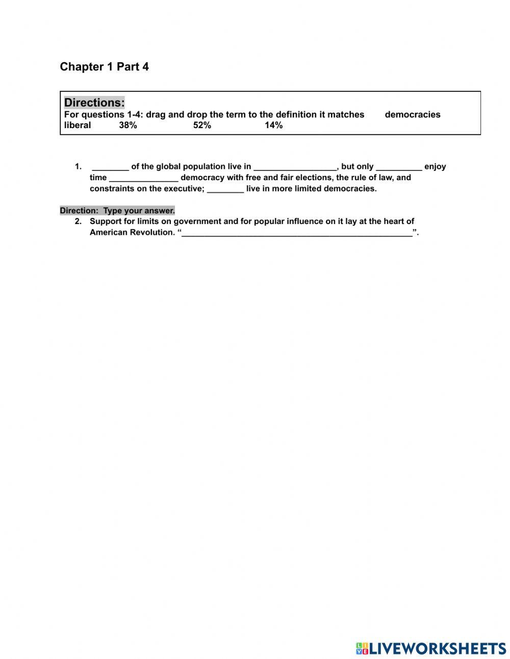 Chapter 1 Part 4 2086726 | scarrin | Live Worksheets