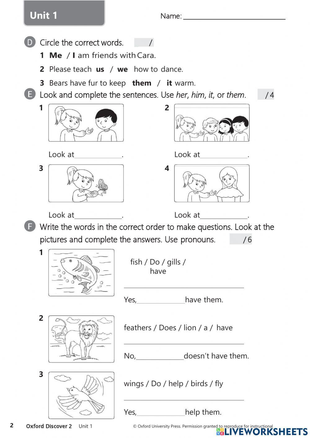 Oxford Discovery 2.Unit 1.Test 4053484 | Nguyen Anh