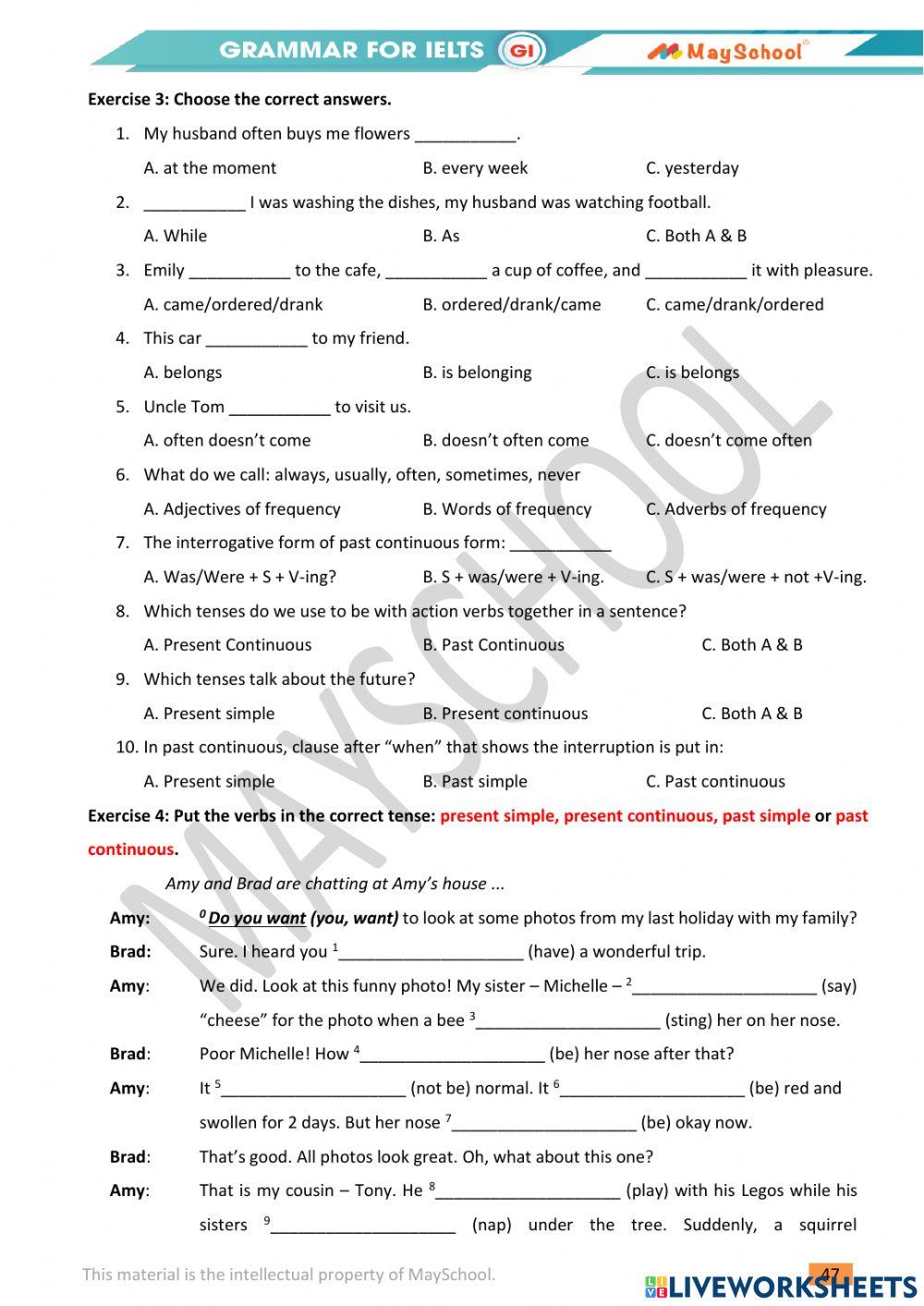 GI-Gram-L13-Present-Past-Simple-Continuous-Review online exercise for | Live Worksheets