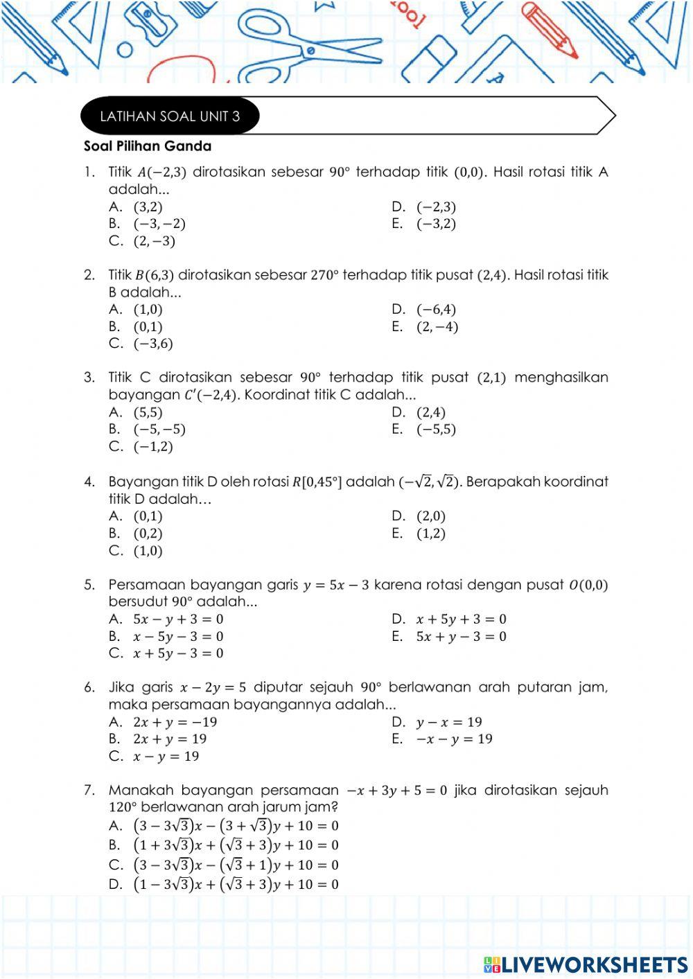 Latihan Soal UNIT 3 2401779 | Mathematicbenefits | Live