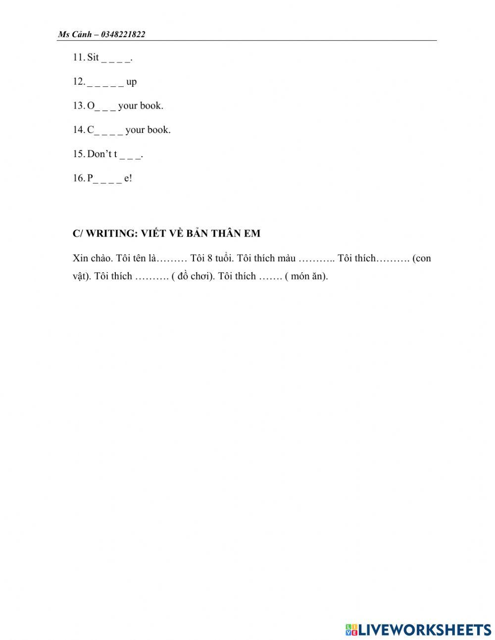 Ff3 unit starter | Free Interactive Worksheets | 2098889