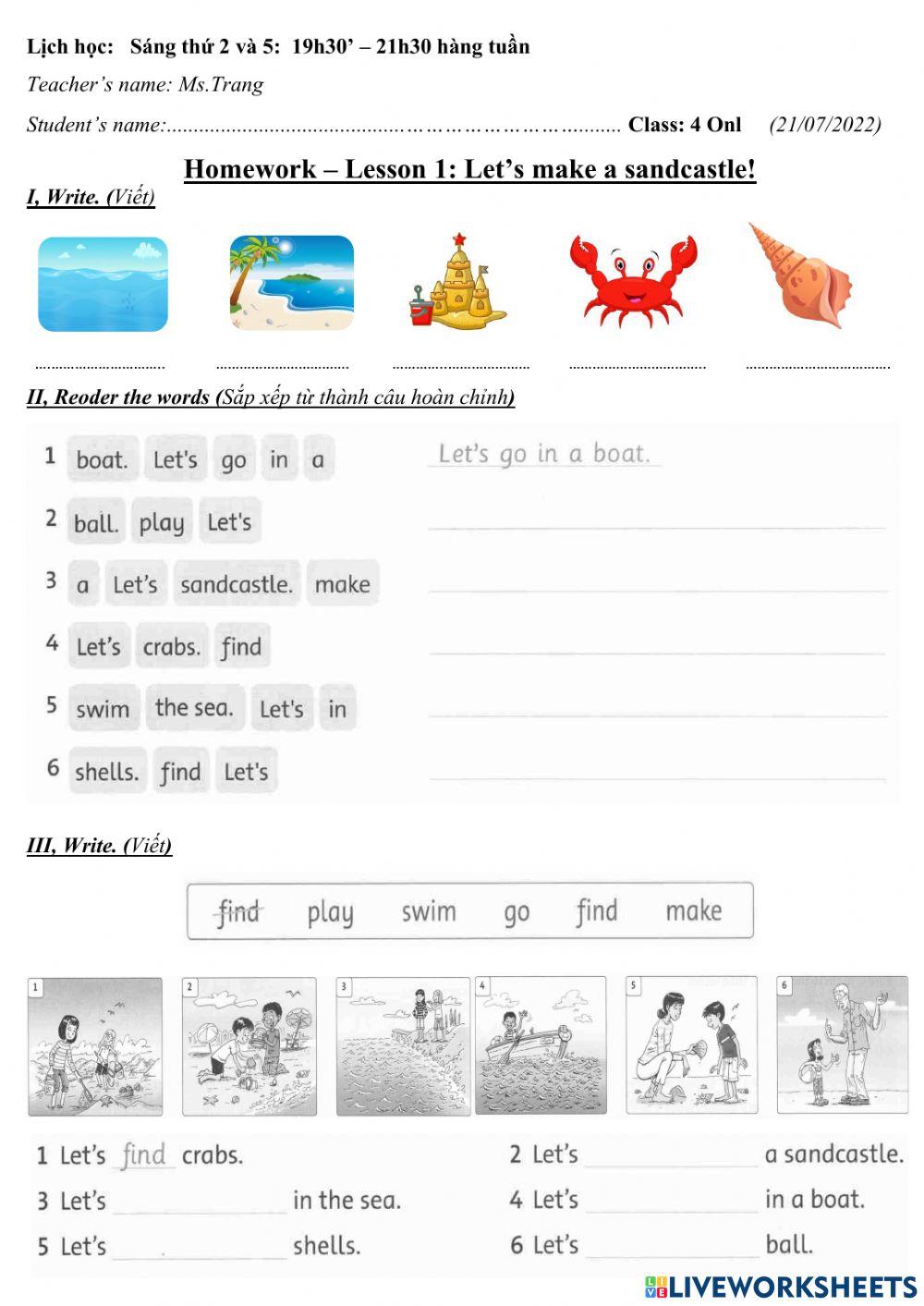 Lesson 1- Let's… | Free Interactive Worksheets | 2099215