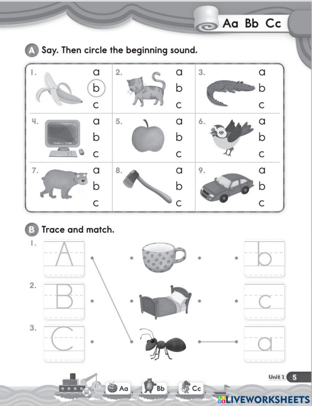 Alphabets Aa Bb Cc Worksheet Live Worksheets