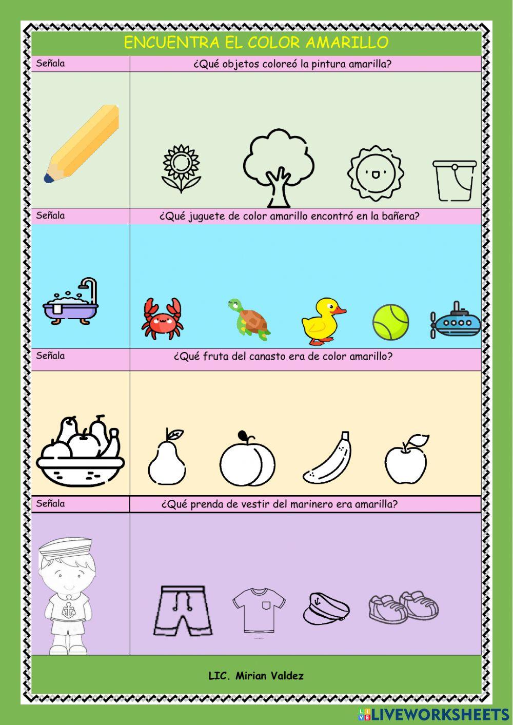 Color amarillo online exercise for Inicial | Live Worksheets