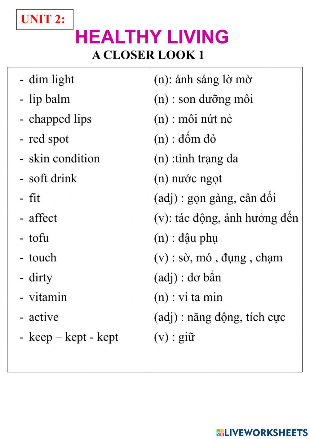 2099765 | English 7- unit 2- a closer look 1 | Huỳnh Thị