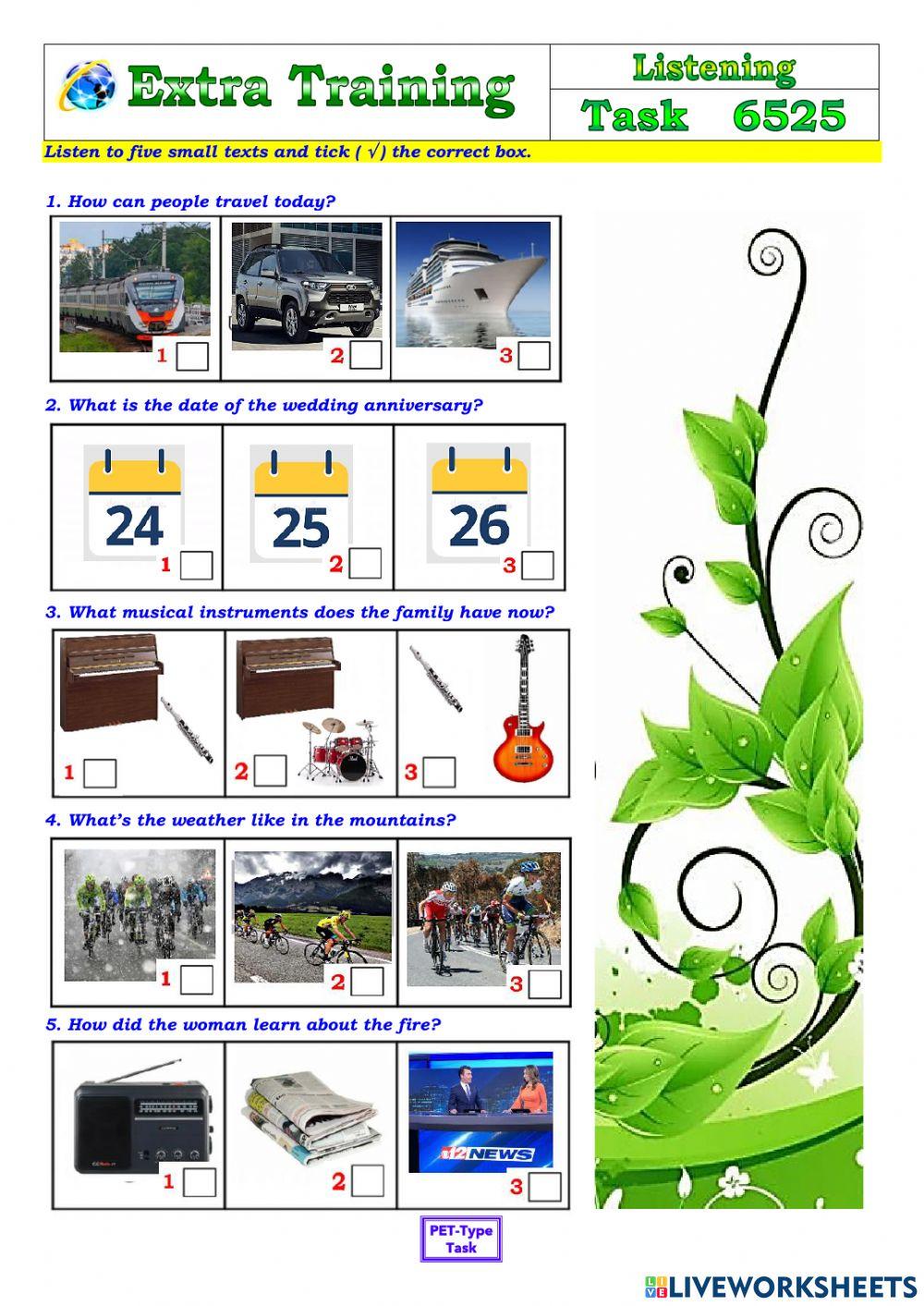 Extra Training 6525 worksheet | Live Worksheets