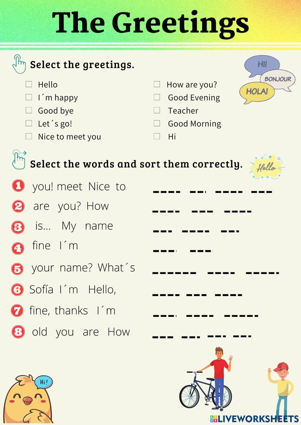 The Greetings | Free Interactive Worksheets | 2100275
