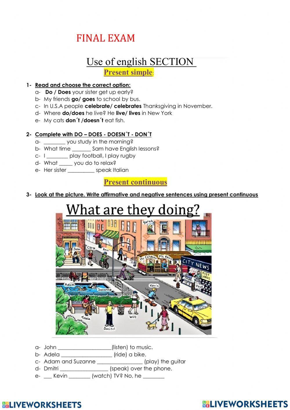 Final exam (Test 2) online exercise for | Live Worksheets