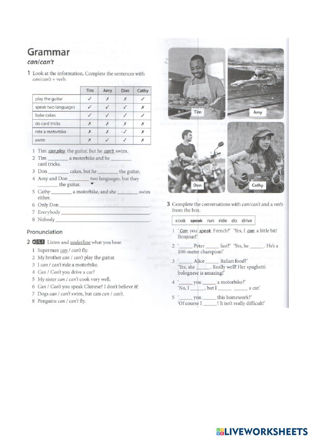 Can-Could-Was-W… | Free Interactive Worksheets | 2101247