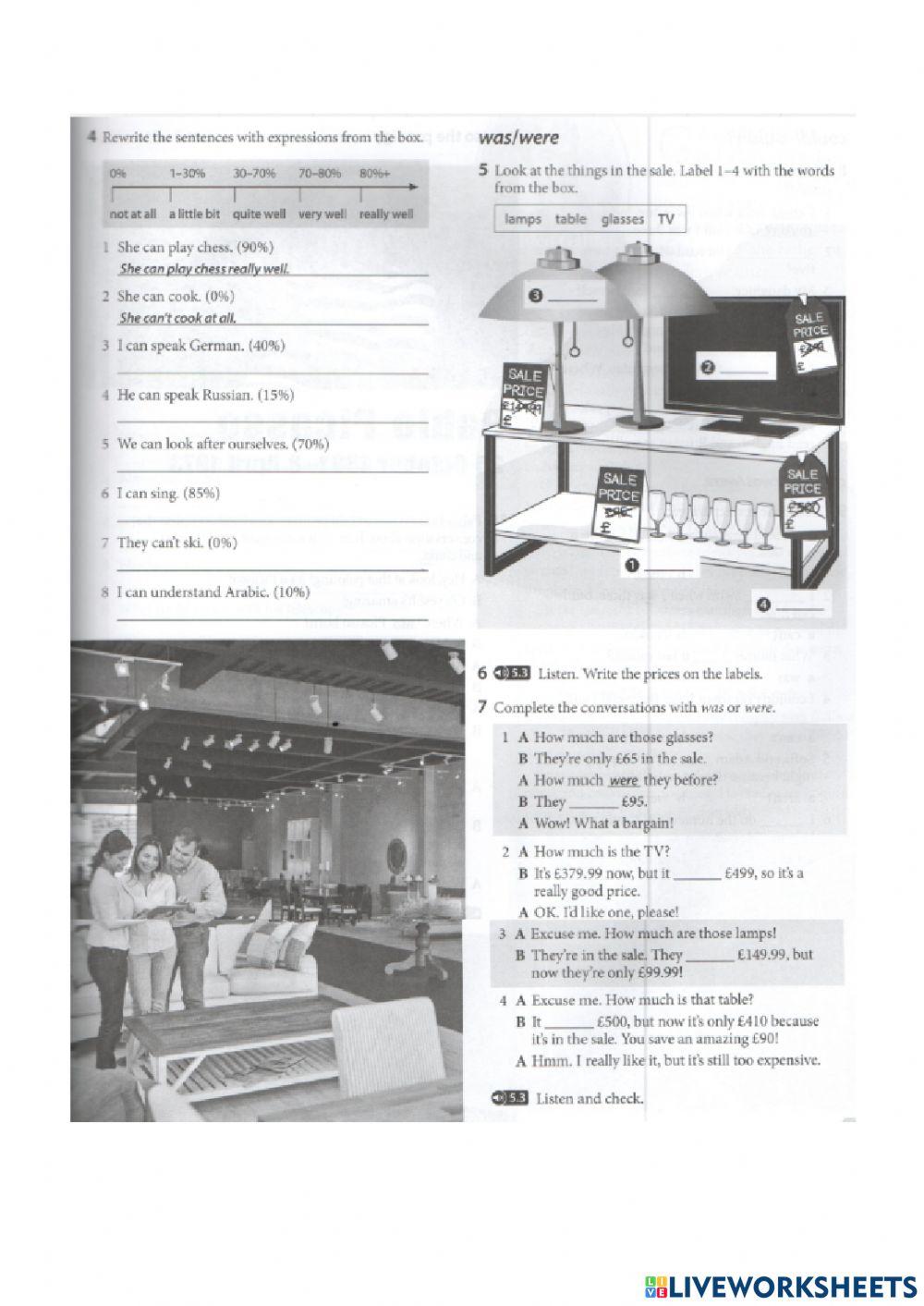 Can-Could-Was-W… | Free Interactive Worksheets | 2101247