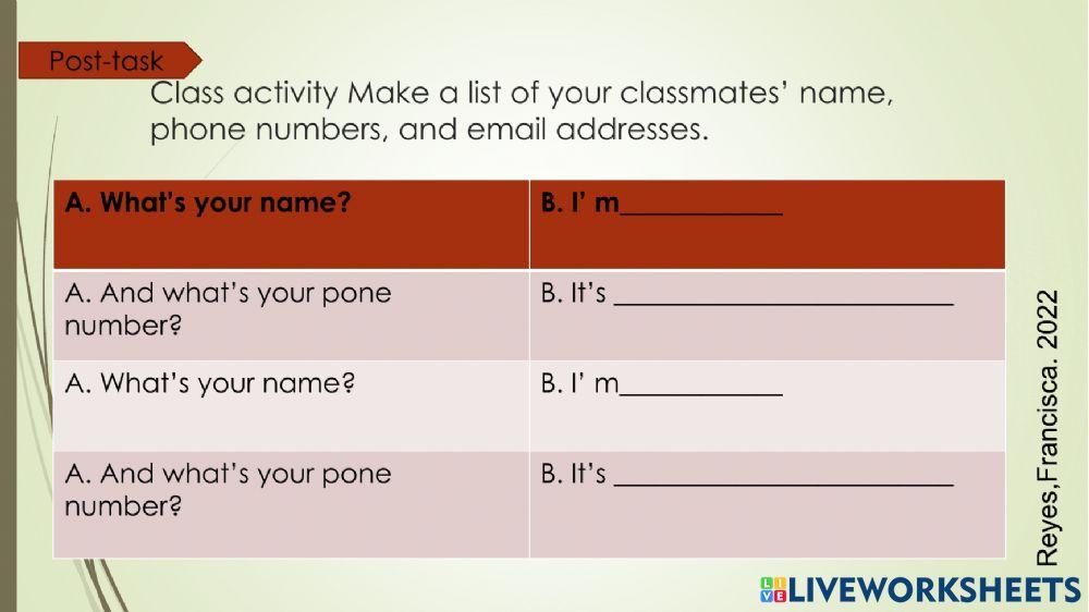 Phone numbers | Free Interactive Worksheets | 2101373