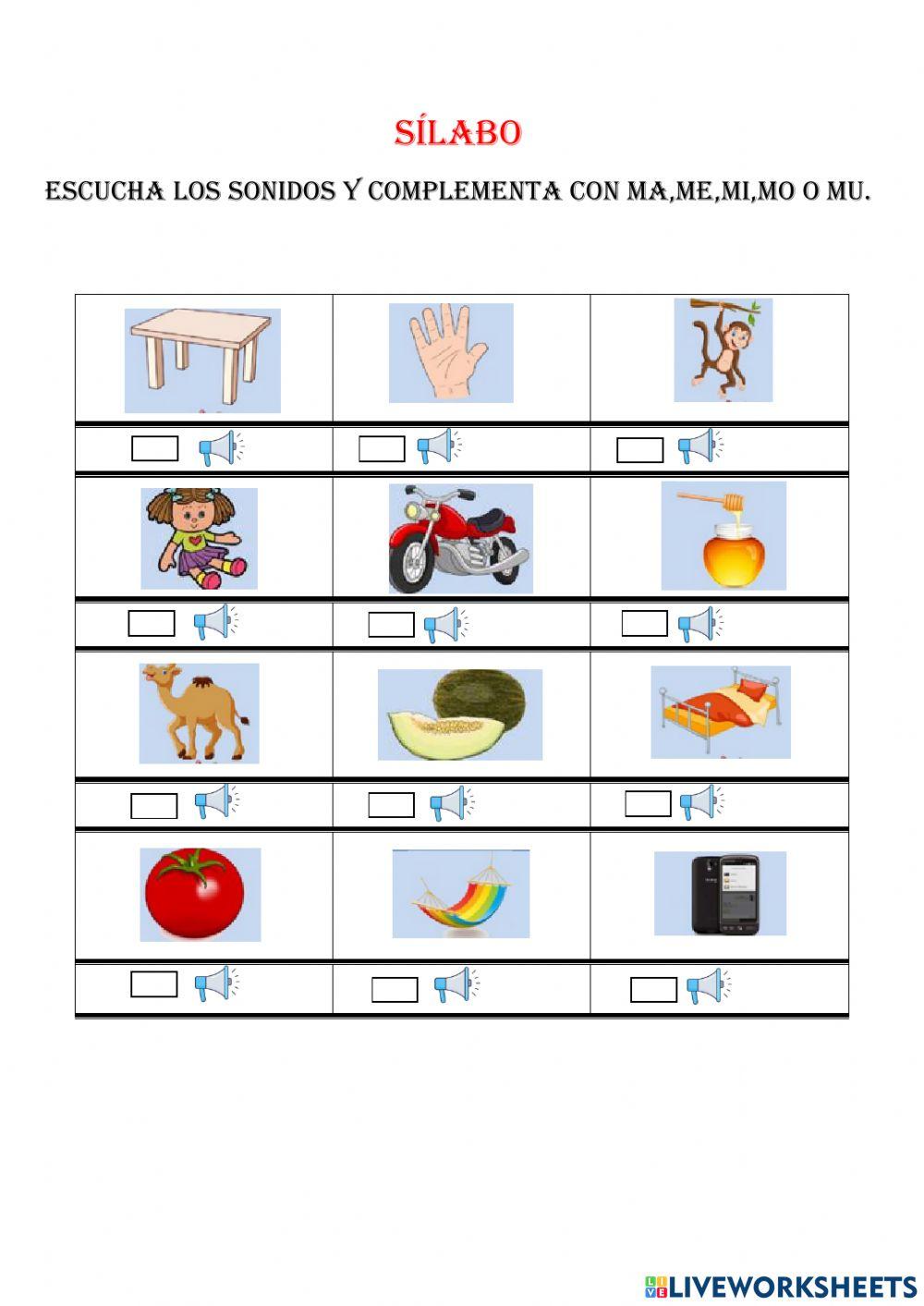 Ficha silabo worksheet | Live Worksheets