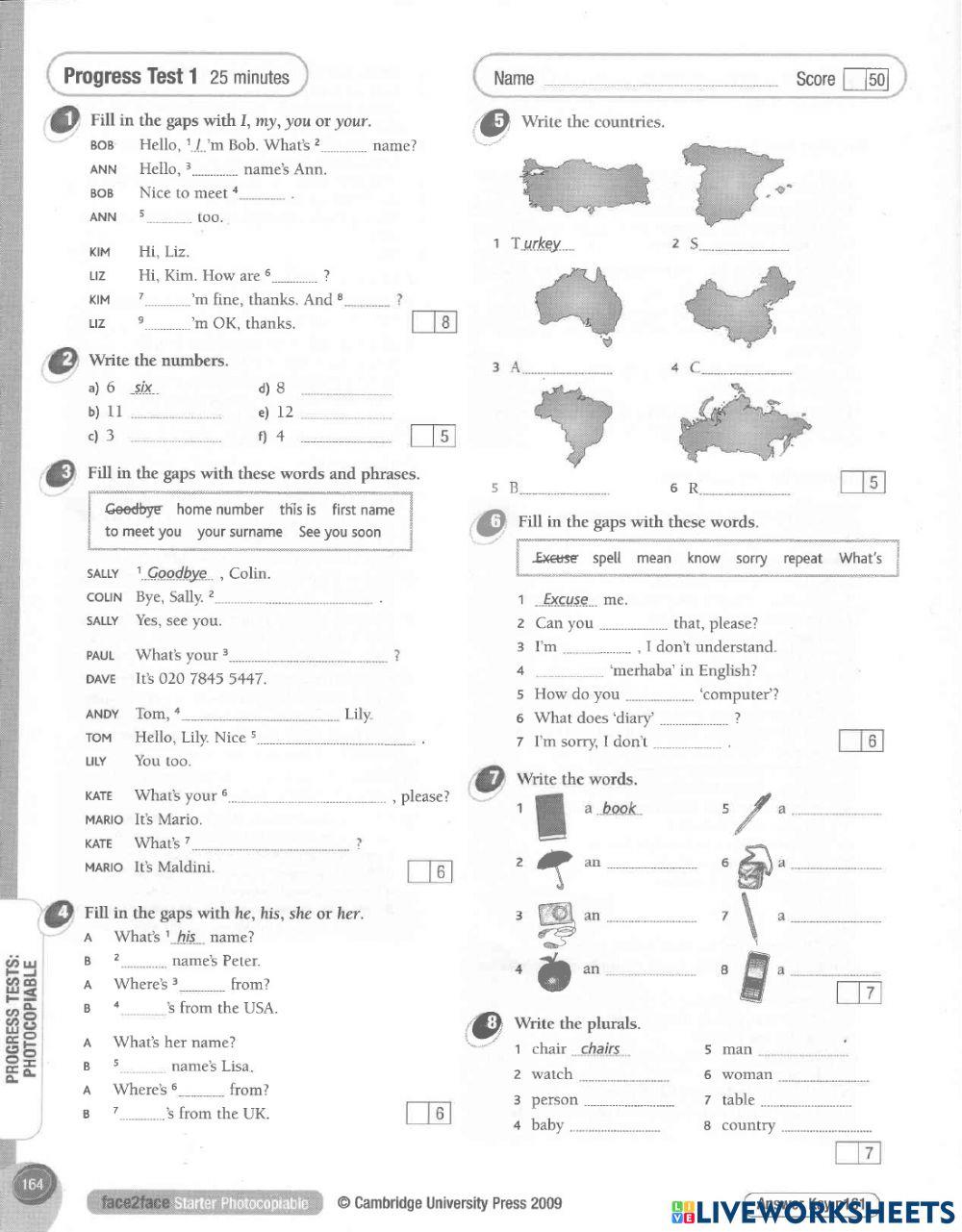 f2f unit 1 online exercise for | Live Worksheets