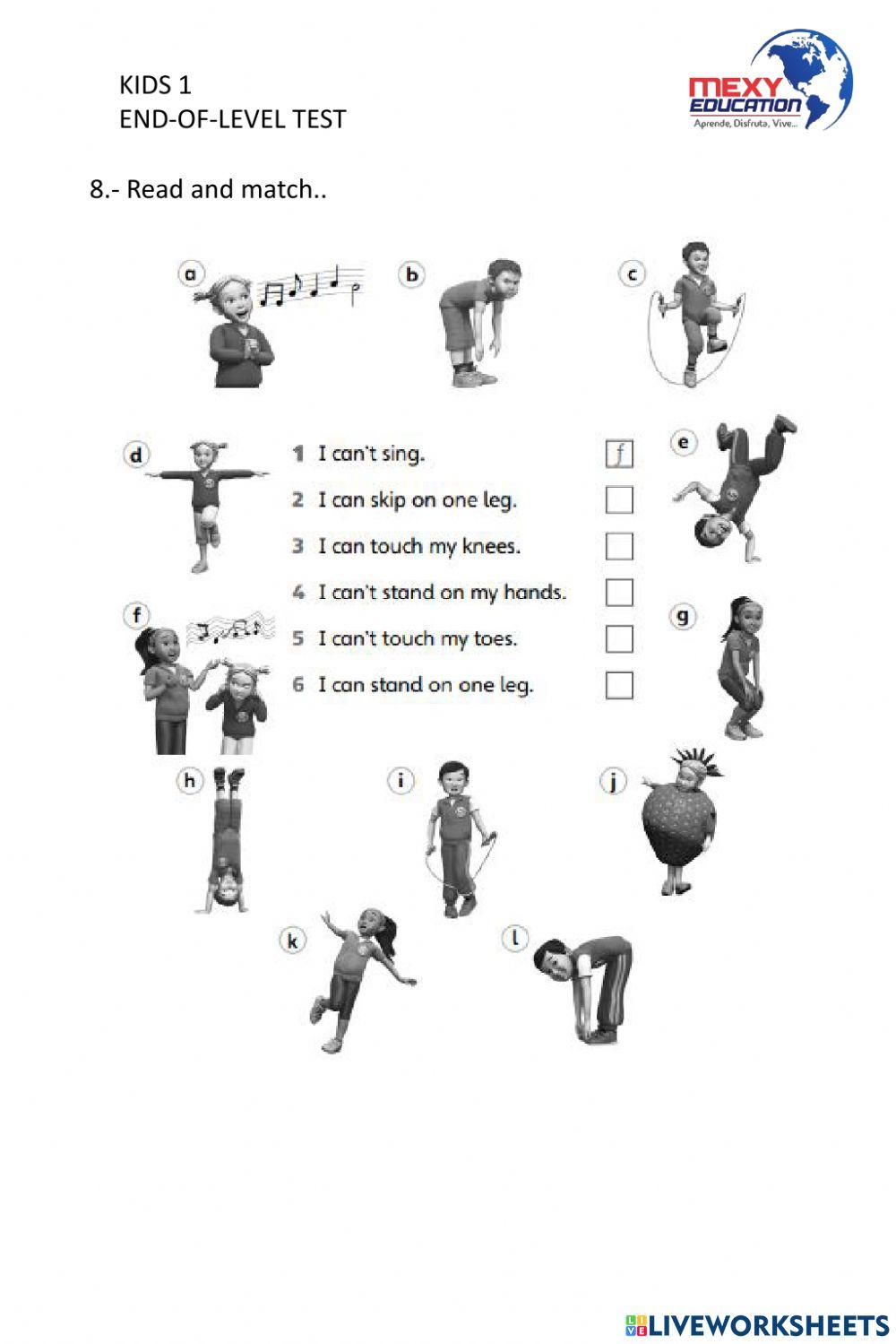 end-of-level kids 1 online exercise for | Live Worksheets