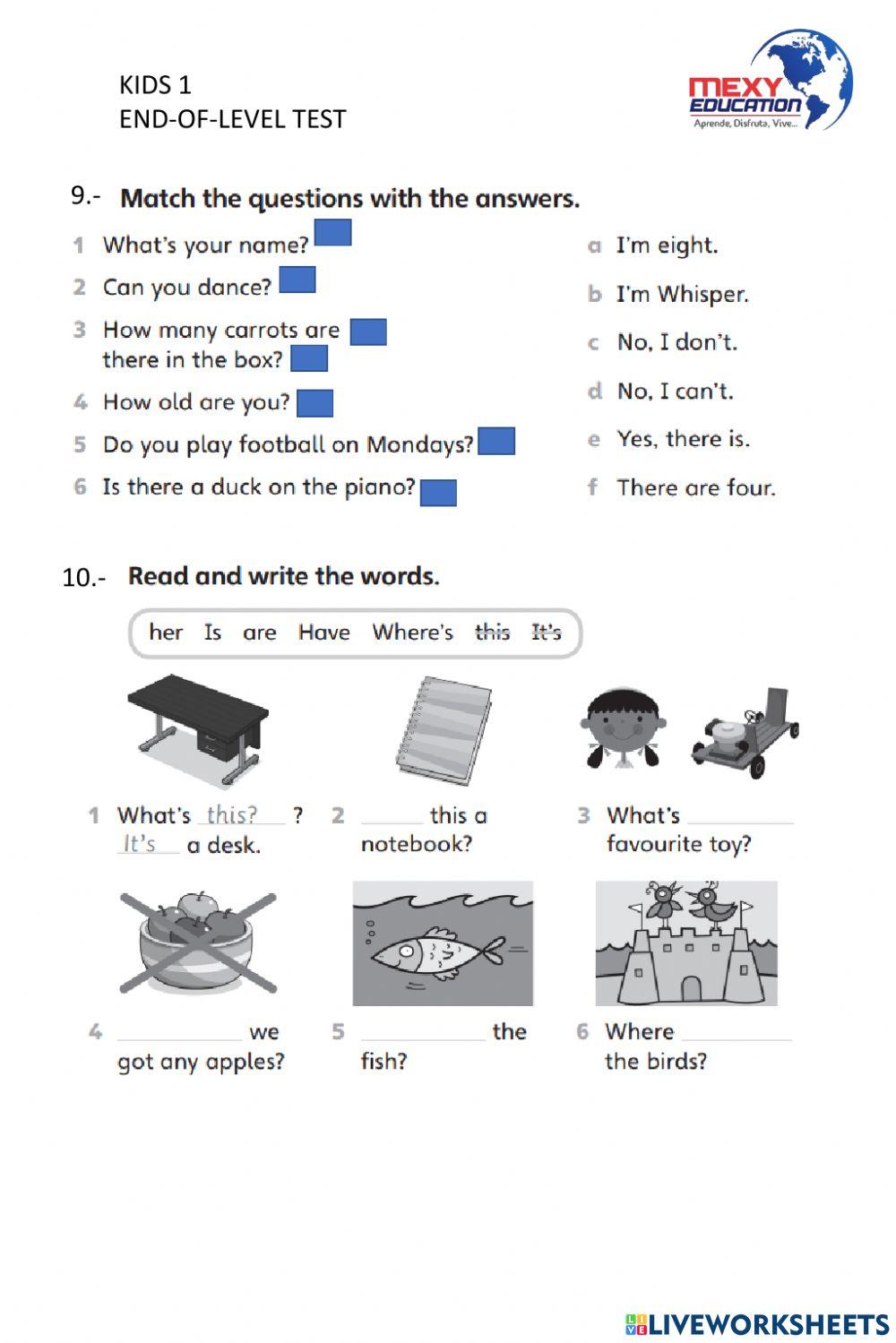 end-of-level kids 1 online exercise for | Live Worksheets