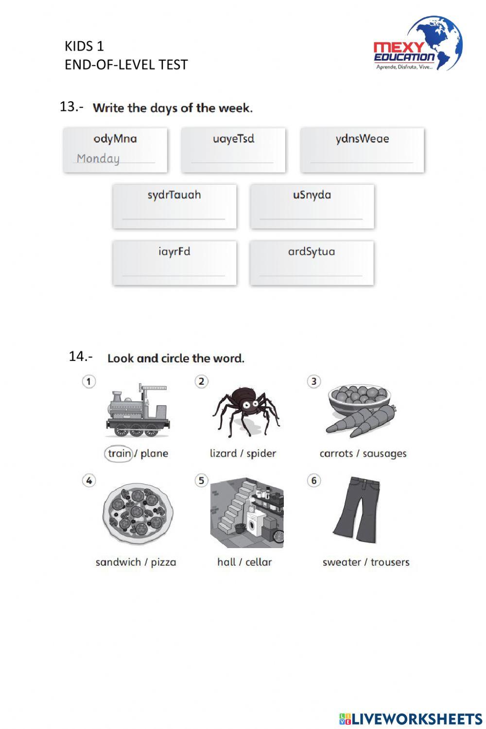 end-of-level kids 1 online exercise for | Live Worksheets