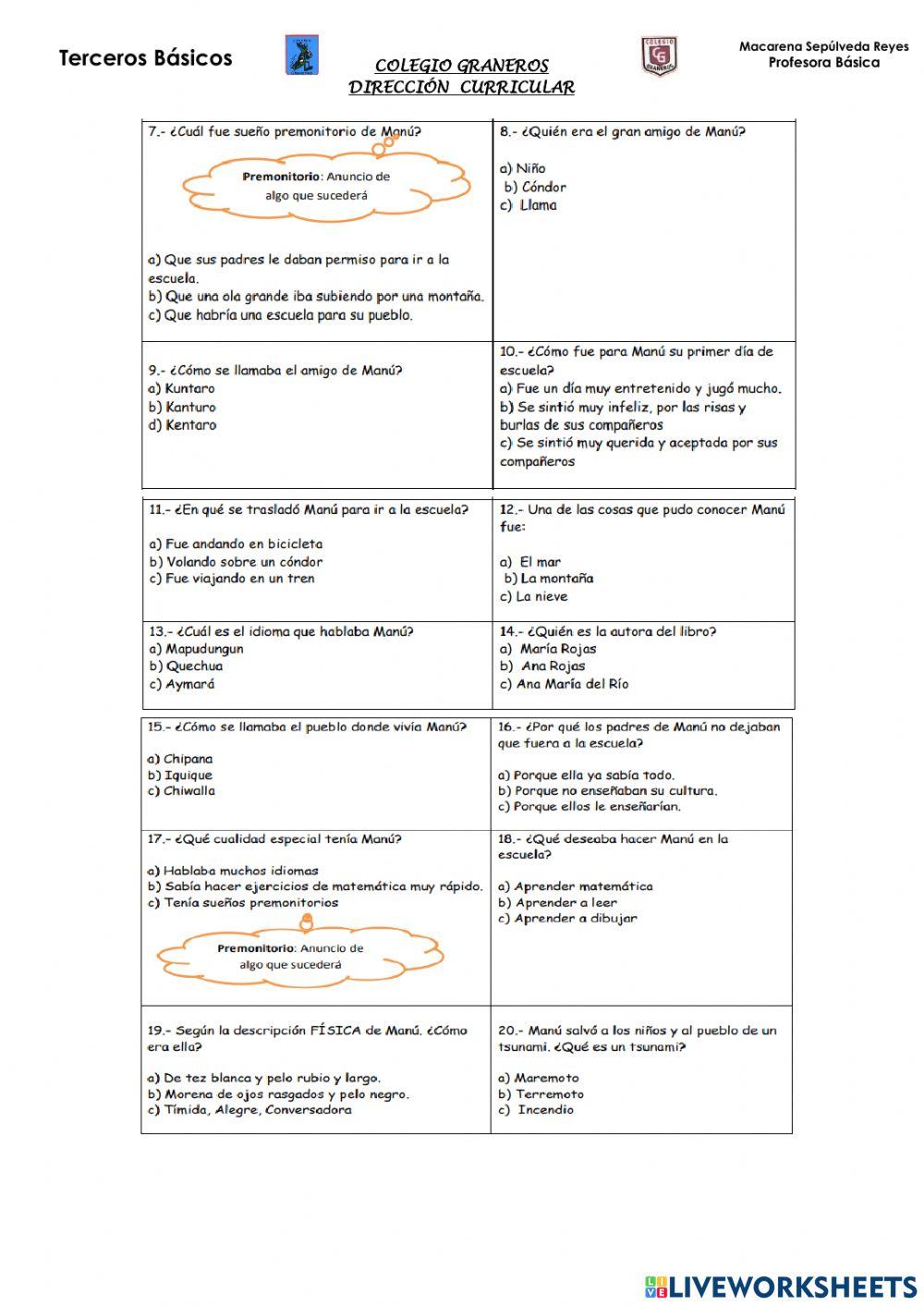 GUÍA APRENDIZAJE LA HISTORIA DE MANÚ 6892330 | macarena