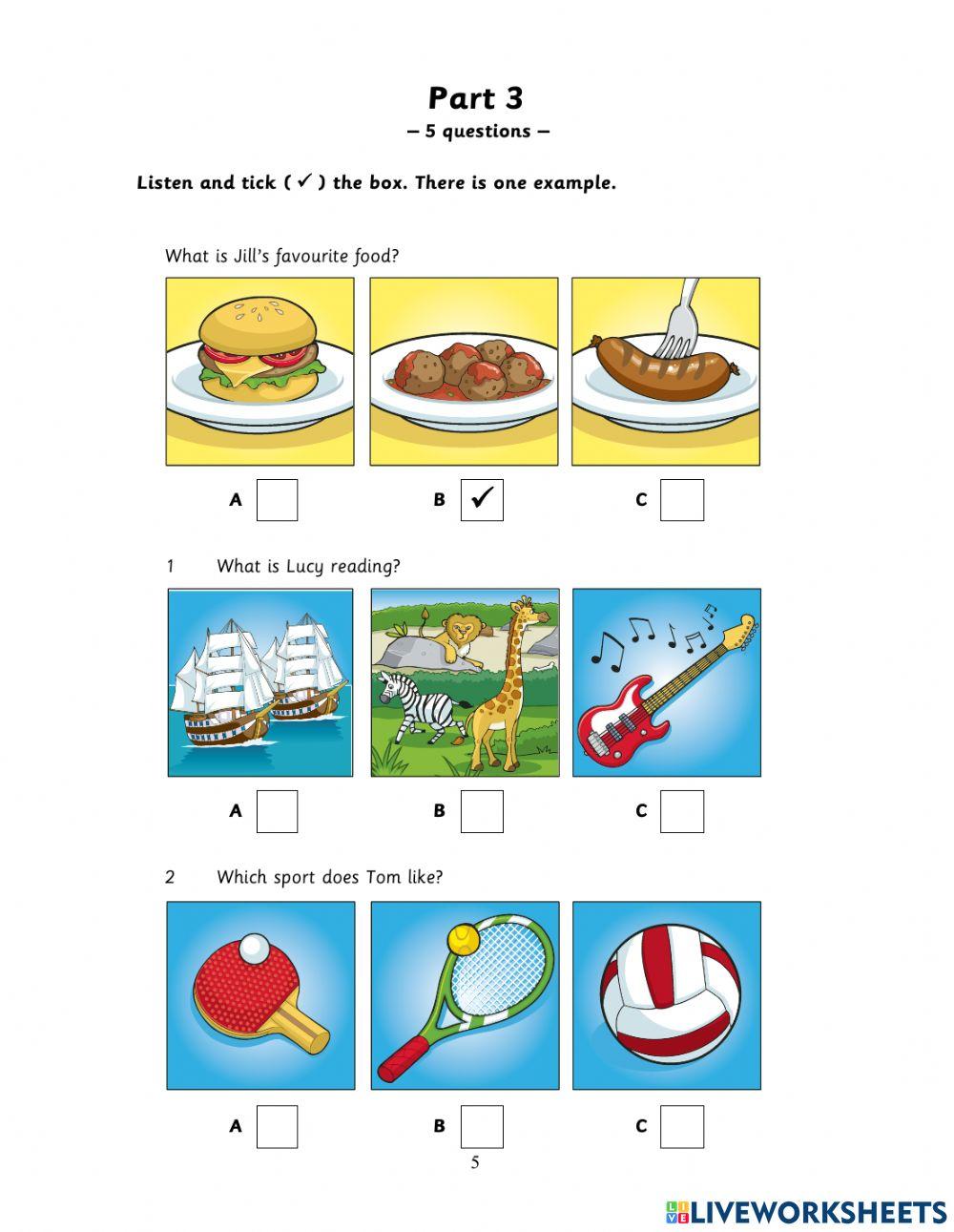 YLE STARTERS Listening Parts 1-4 2404377 | FDPL | Live