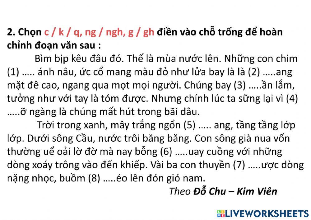 Phân biệt âm c-… | Free Interactive Worksheets | 4086219