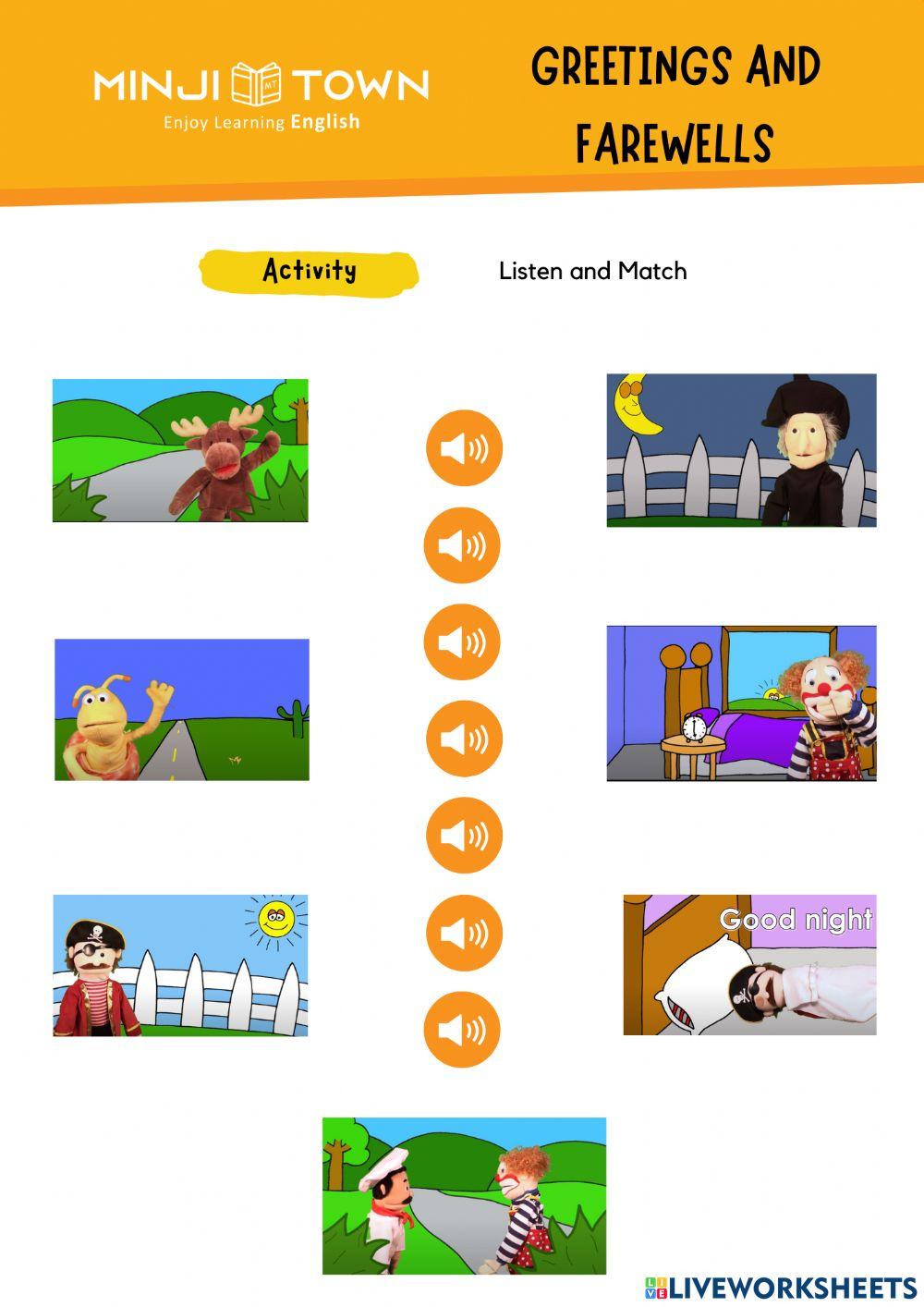 Greetings online exercise for kids | Live Worksheets