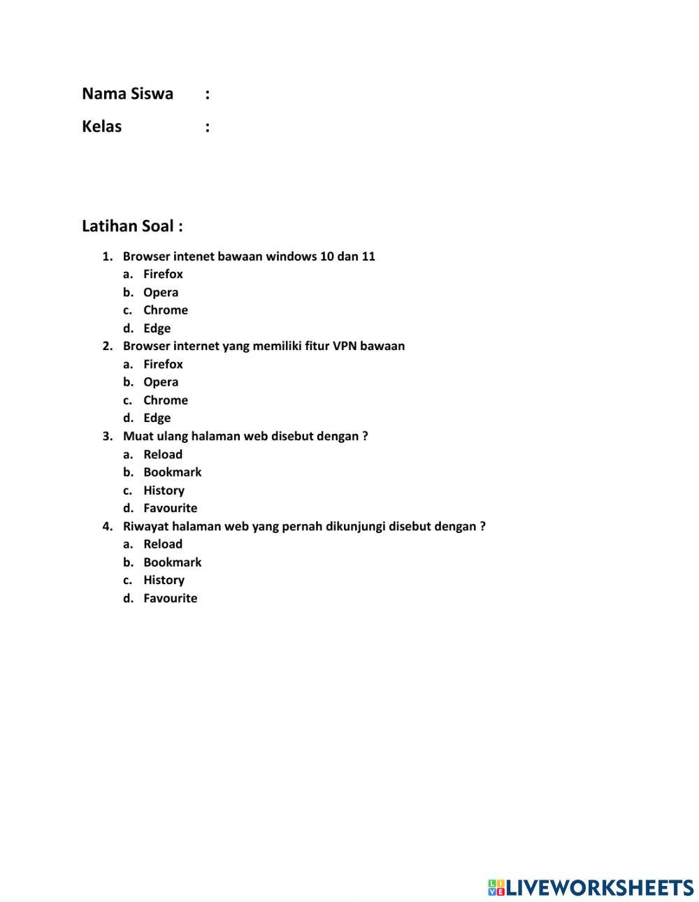 Latihan 2 2103036 | Eko Triyono | Live Worksheets