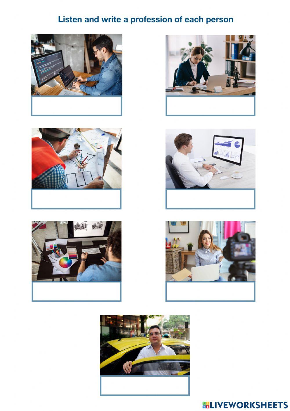 2103546 | Professions | Kiki Whiteley | LiveWorksheets