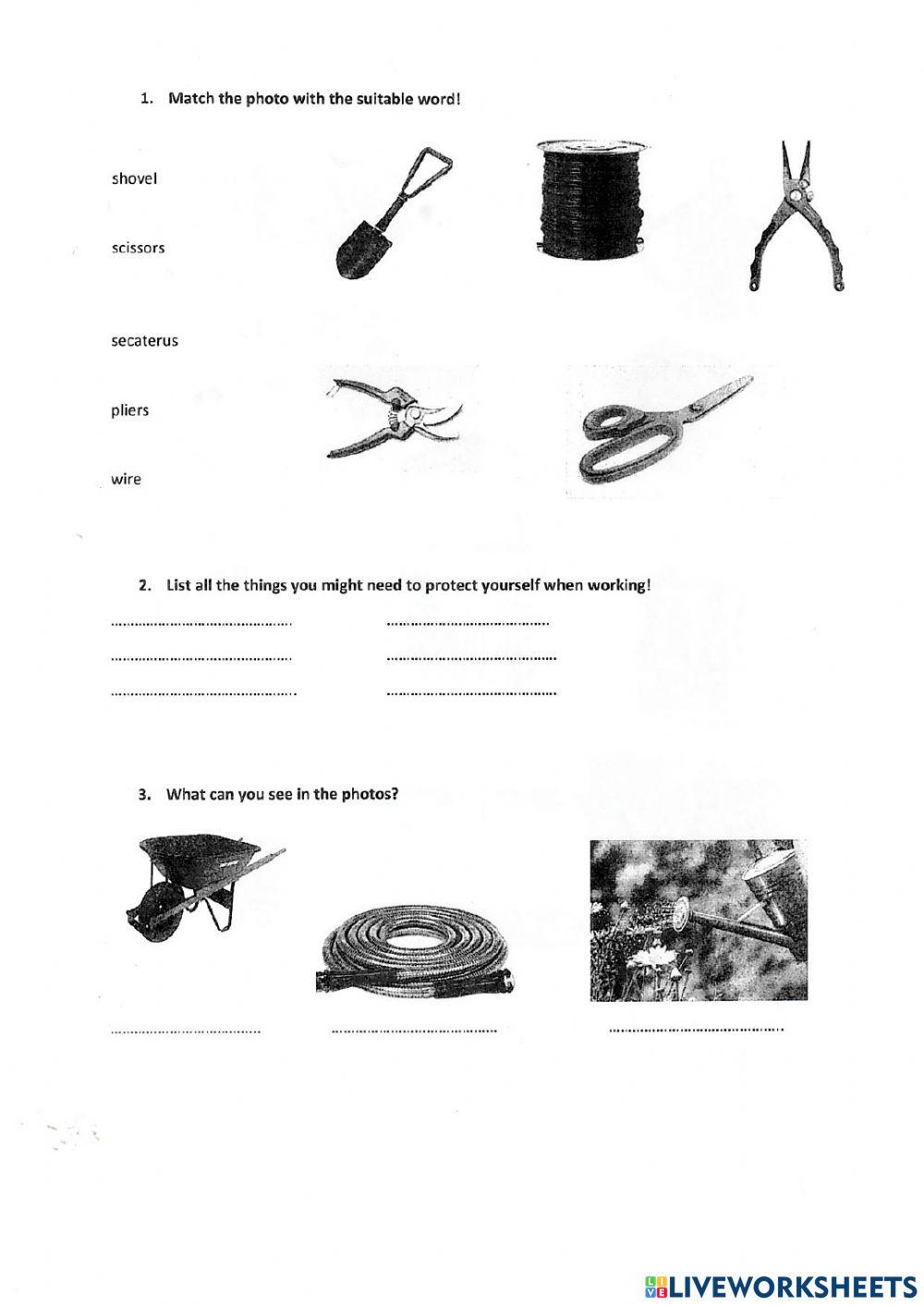 Gardening free online exercise | Live Worksheets