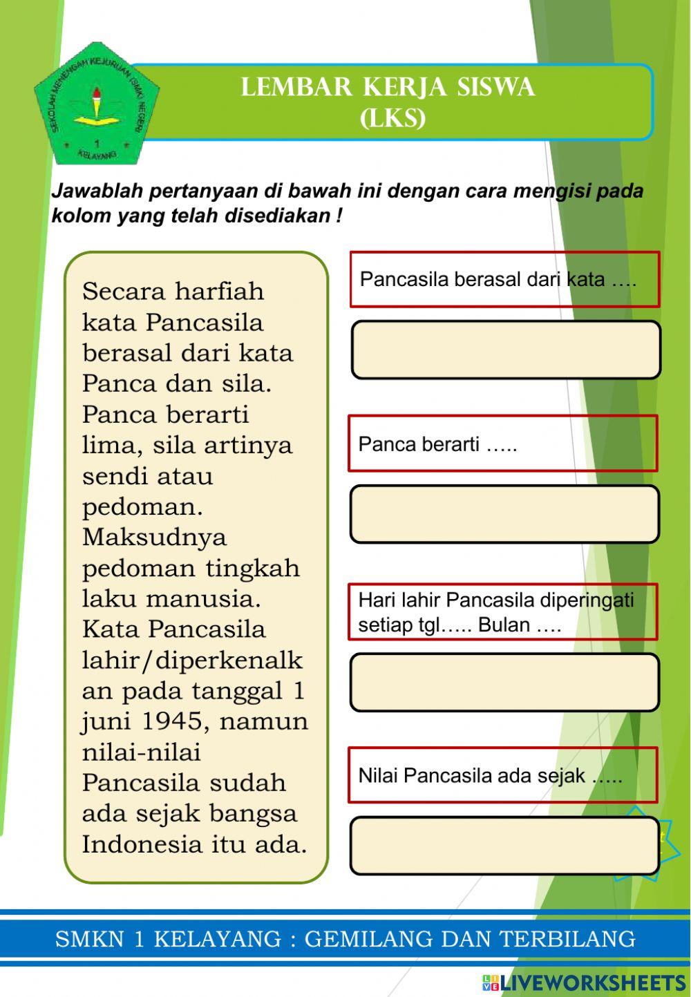 Lks modul ajar 1 | LKPD_PPKN_10 | Live Worksheets